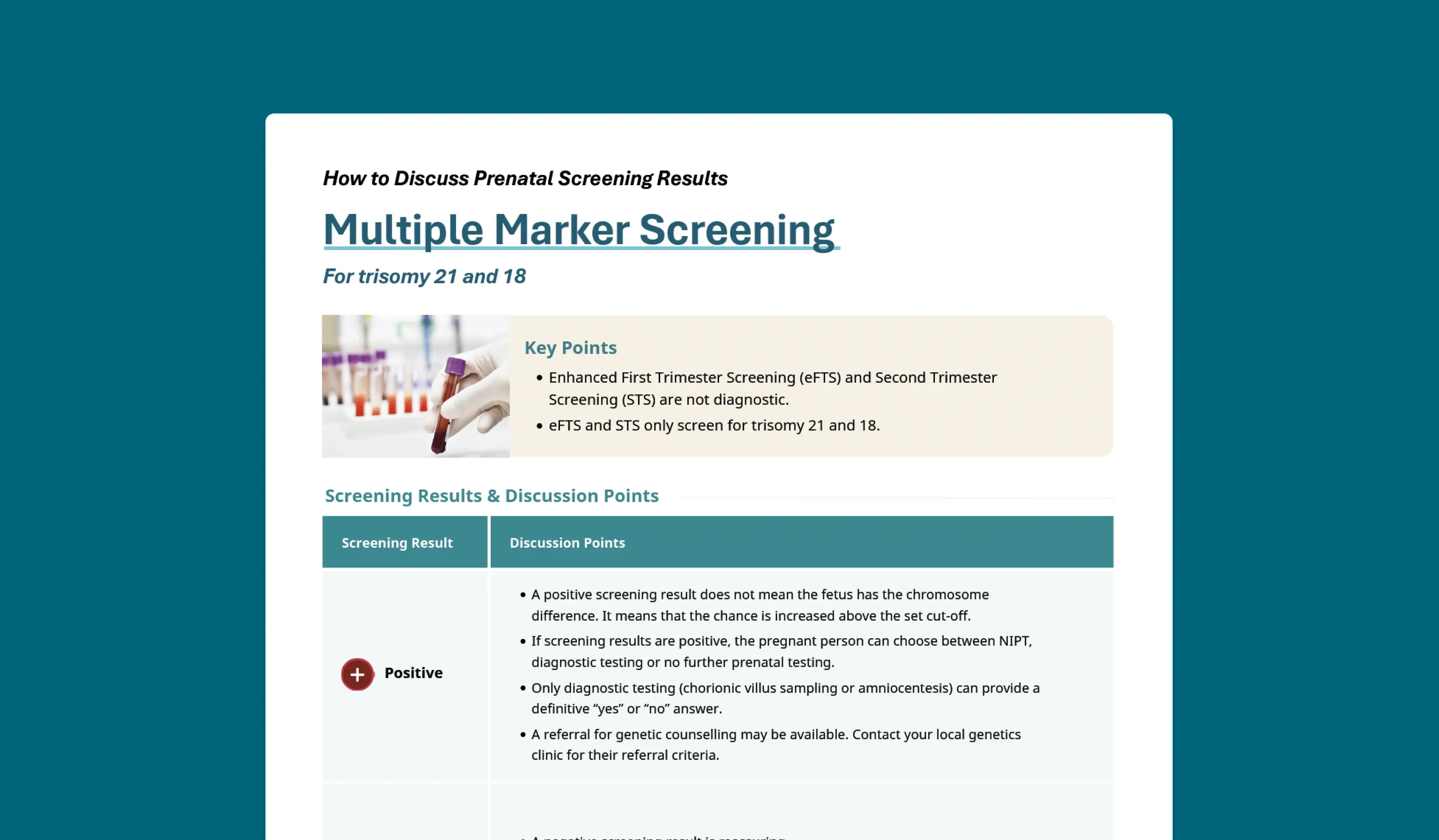 Enhanced First Trimester Screening (eFTS) Guide | Prenatal Screening ...